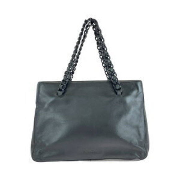 Prada | Bags | Prada Chain Black Leather Tote Bag | Poshmark